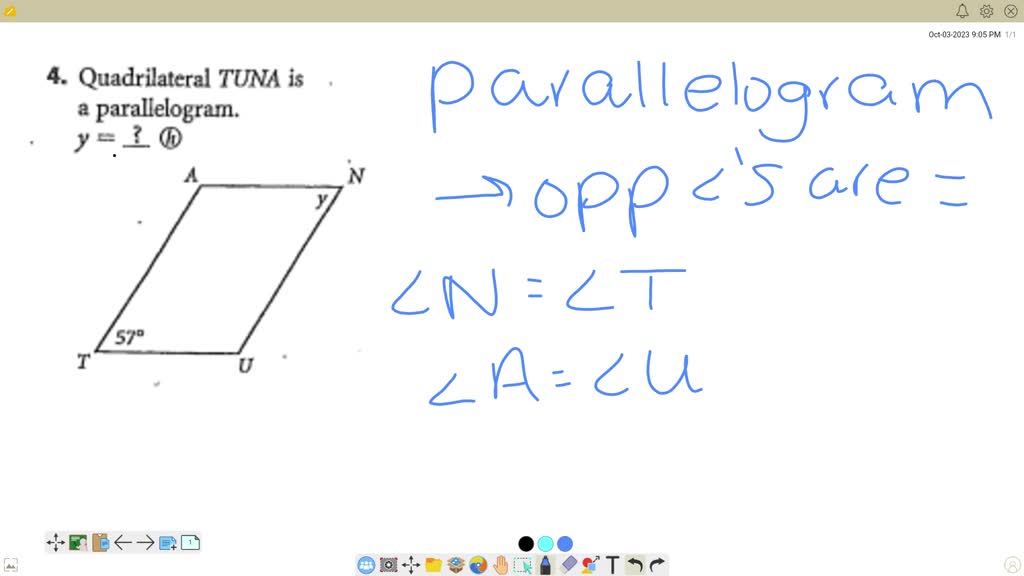 ⏩SOLVED:Quadrilateral T U N A is a parallelogram. FIGURE CAN'T COPY ...