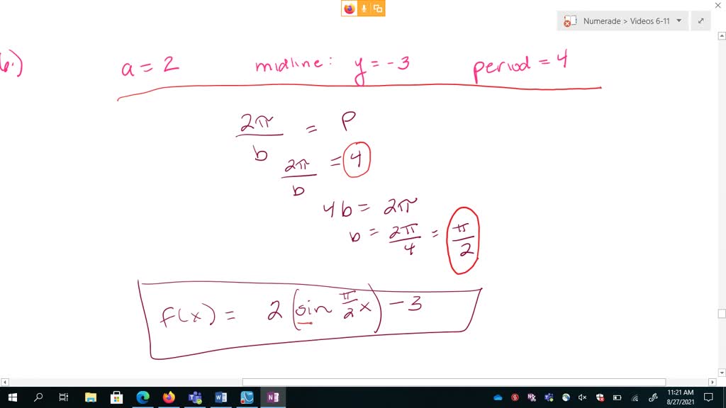 SOLVED:For the graphs below, determine the amplitude, midline, and ...