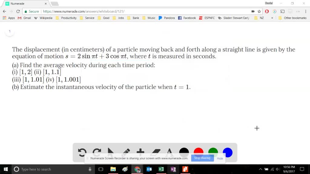 SOLVED: The displacement (in centimeters) of a particle moving back and forth along a straight ...