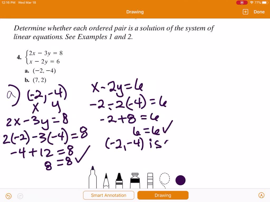 SOLVED Determine Whether Each Ordered Pair Is A Solution Of The System