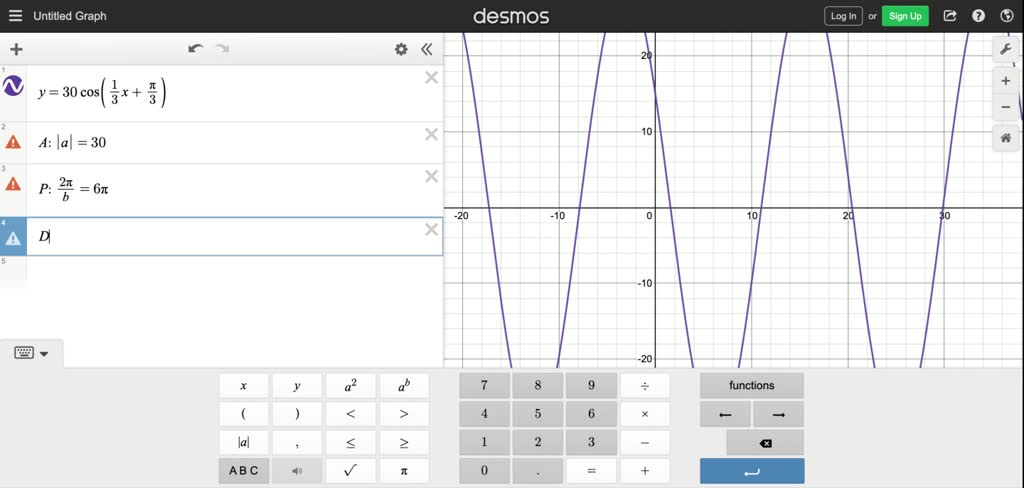 SOLVED:Determine the amplitude, period, and displacement for each function. Then sketch the ...