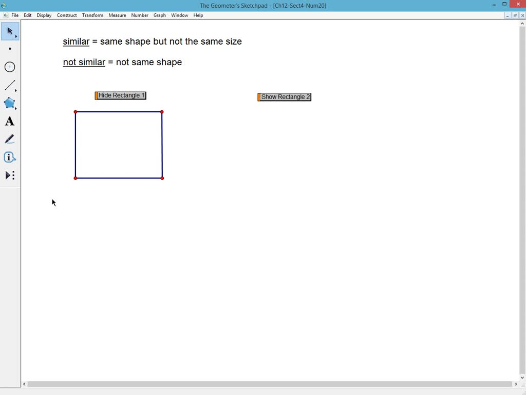 ⏩SOLVED:Construct two rectangles that are not similar. | Numerade