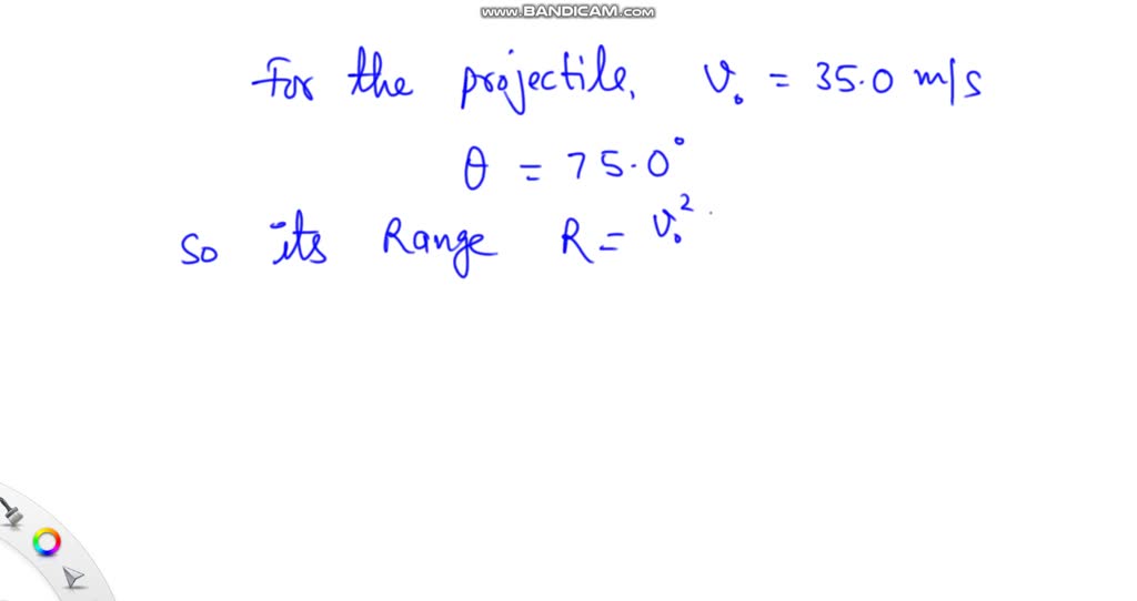 SOLVED:Find the horizontal range for each projectile with an initial speed of 35.0 m / s at the ...