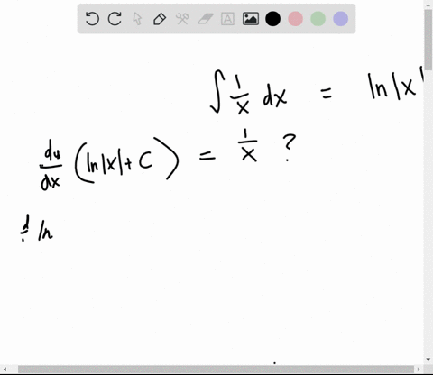SOLVED:Verify the natural log rule ∫(1)/(x) d x=ln|x|+C The showing ...