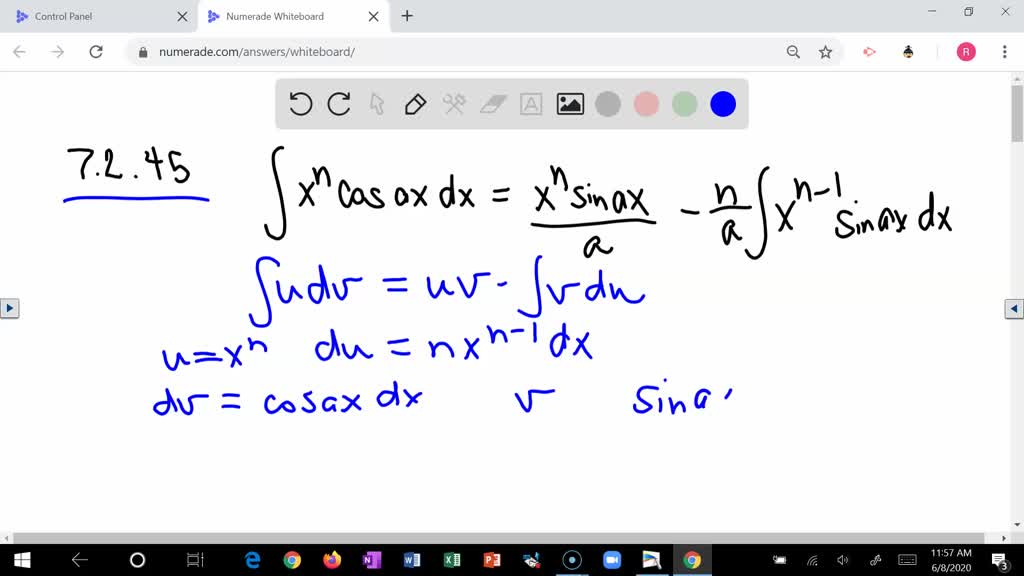 SOLVED:Reduction formulas Use integration by parts to derive the ...