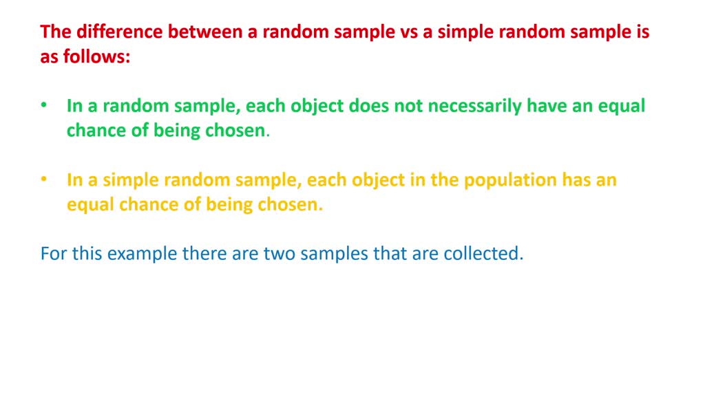 SOLVED:Relate to random samples and simple random samples. An inspector ...