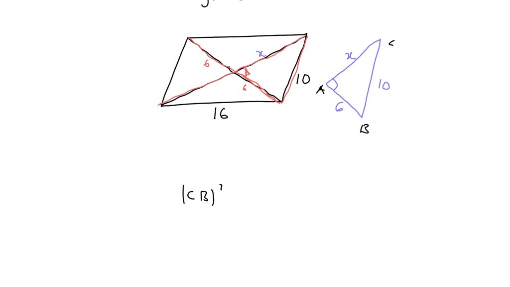 A parallelogram has sides of length 16 units and 10 units. The shorter ...