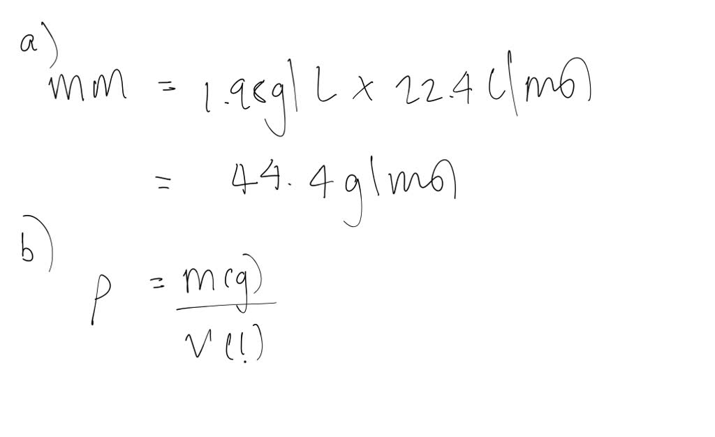 SOLVED:Calculate the molar mass of (a) a gas that has a density of 1.98 ...