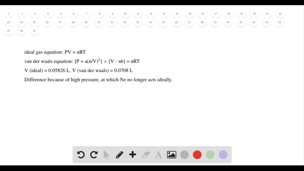 SOLVED:Use the van der Walls equation and the ideal gas equation to ...