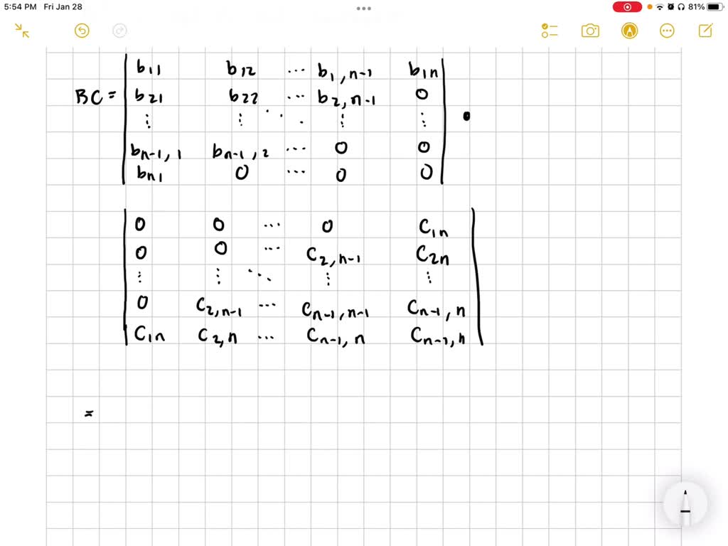A square northwest matrix B is zero in the southeast corner, below the ...