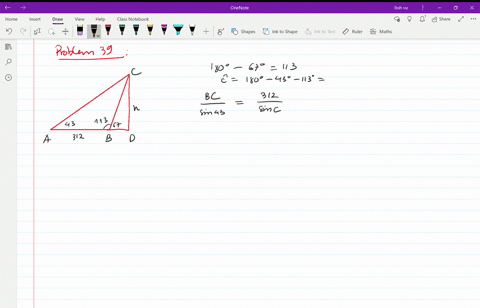 SOLVED:In Exercises 39–40, find h to the nearest tenth. Begin by using the Law of Sines to find ...