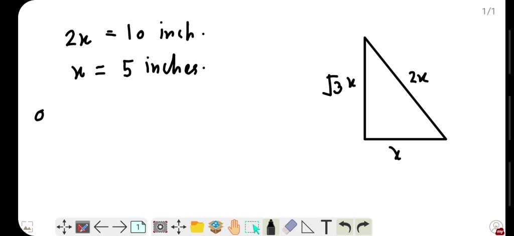 SOLVED:If the hypotenuse has length 10 inches, what are the lengths of ...