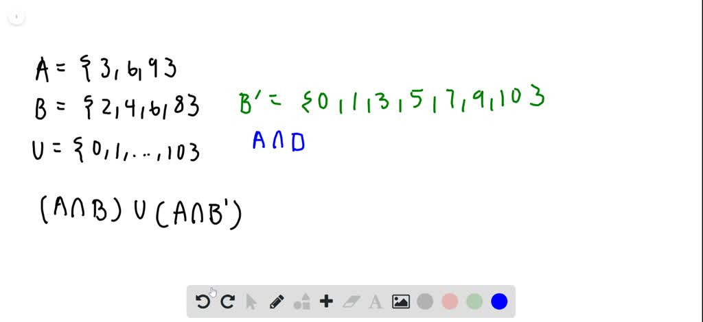 SOLVED:In Example 6, what set do you get when you calculate (A ∩B) ∪(A ...