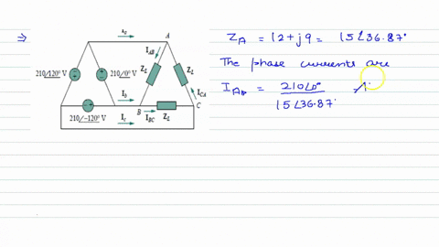 SOLVED:Refer to the Δ-Δcircuit in Fig. 12.49 . Find the line and phase ...