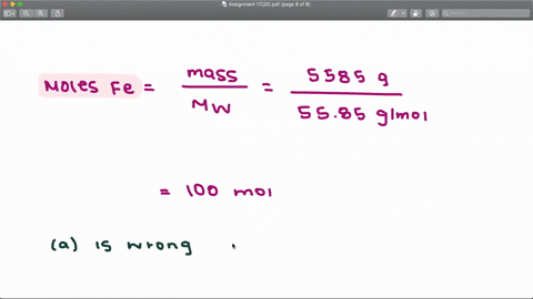 SOLVED:A 5.585 -kg sample of iron (Fe) contains (a) 10.0 mol Fe (b ...