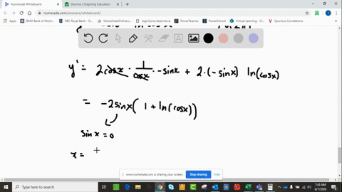 SOLVED:The graph of y=cosx ·lncos^2 x has seven horizontal tangent ...
