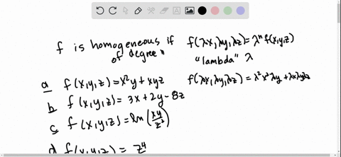 ⏩SOLVED:A function f(x, y, z) is called homogeneous of degree n if… | Numerade