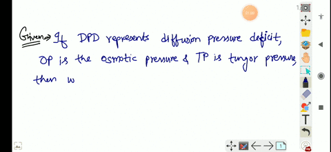 ⏩SOLVED:If DPD represents diffusion pressure deficit, O P is the ...