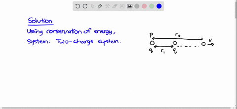 SOLVED:A particle of charge q is fixed at point P, and a second particle of mass m and the same ...