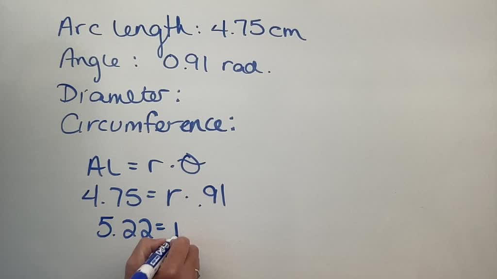 Determine the length of the radius and circumference of a circle if an ...