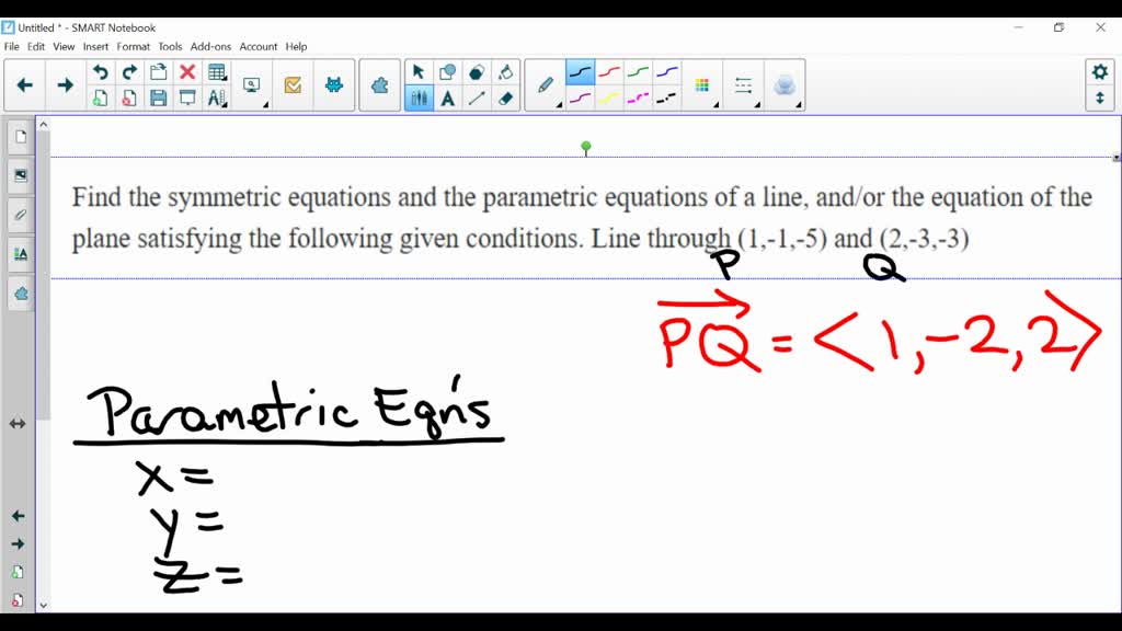 SOLVED:Find the symmetric equations and the parametric equations of a ...