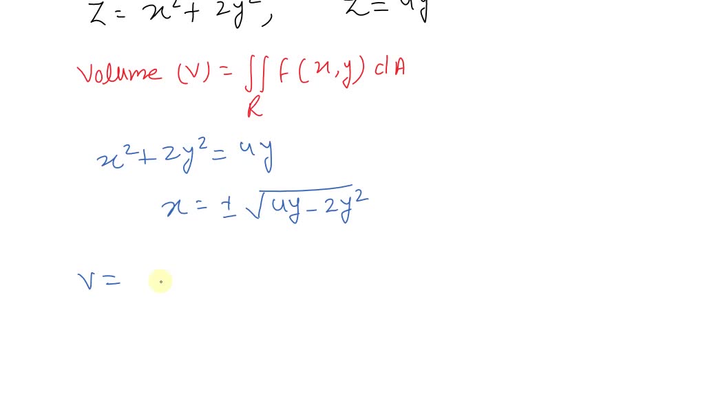 SOLVED:Set up a double integral to find the volume of the solid region ... SOLVED:Set up a double integral to find the volume of the solid region ...