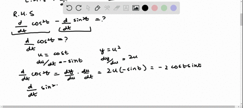 SOLVED:a. Differentiate both sides of the identity cos2 t=cos^2 t-sin^2 ...