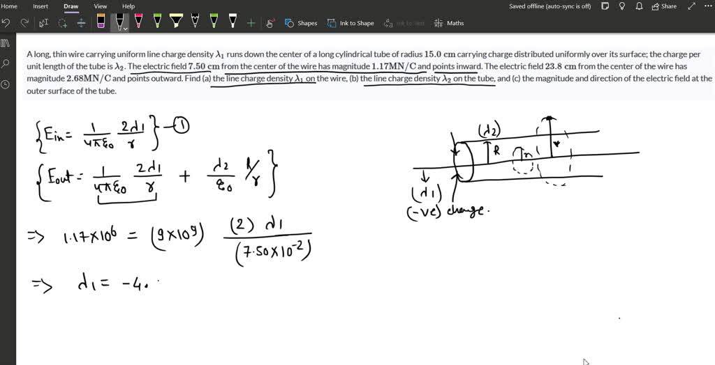 ⏩SOLVED:A long, thin wire carrying uniform line charge density λ1 ...