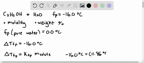 SOLVED:A mixture of ethanol, C2 H5 OH, and water has a freezing point ...