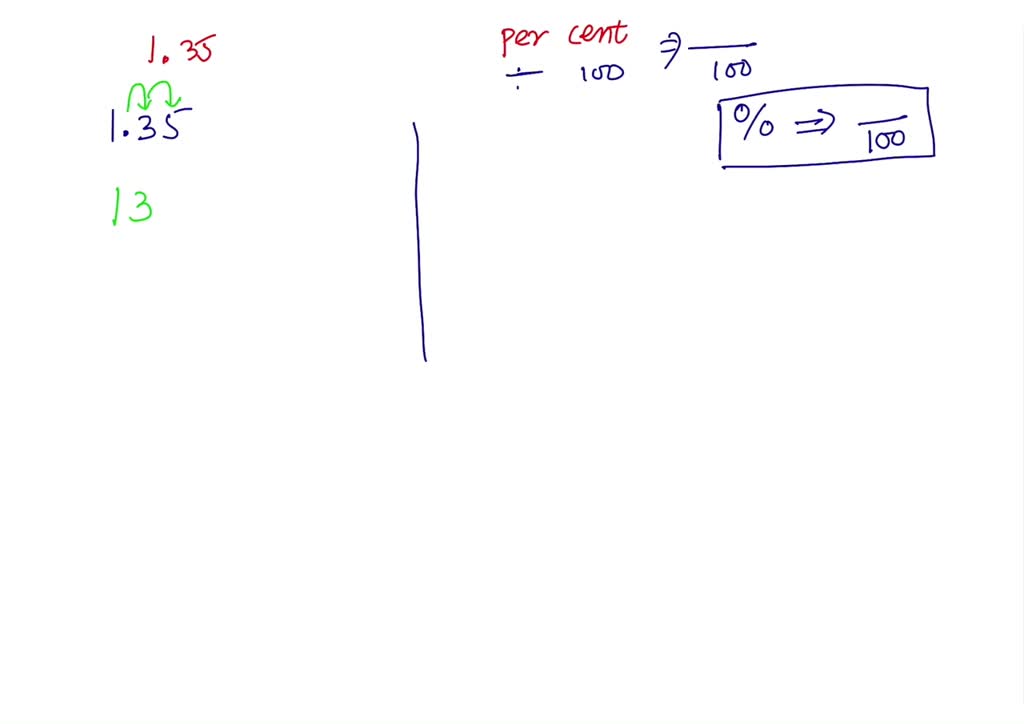 SOLVED:Convert the following percents to decimals. 13.4 % SOLVED:Convert the following percents to decimals. 13.4 %