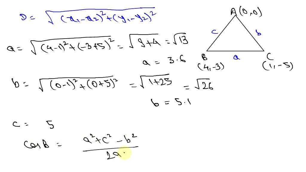 SOLVED:The three given points are the vertices of a triangle. Solve each triangle, rounding ...