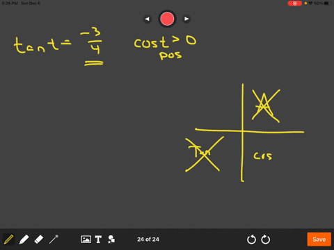 SOLVED:Find the values of the trigonometric functions of t from the given information. sec t=3 ...