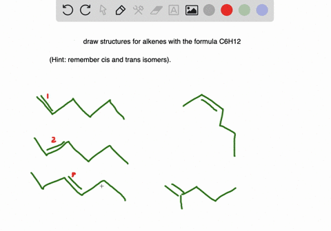 SOLVED:Name and draw structural formulas for alkenes with the molecular formula C6 H12 that have ...