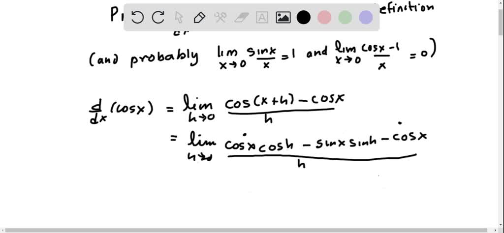 Set up the proof for the cosine derivative formula | Numerade