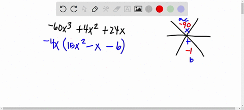 ⏩SOLVED:Factor completely. -60 x 3+4 x 2+24 x | Numerade