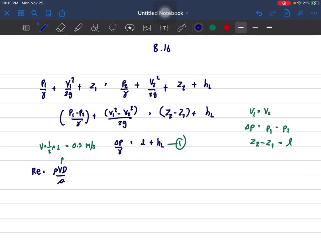 Glycerin at 20^∘ C flows upward in a vertical 75 -mm-diameter pipe with a centerline velocity of ...