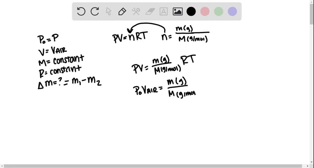SOLVED:A room of volume V contains air having equivalent molar mass M ...
