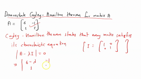 SOLVED:Demonstrate the Cayley-Hamilton Theorem for the given matrix ...