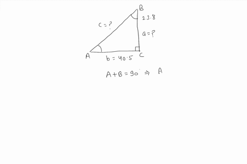 SOLVED:Solve the right triangle shown in the figure. Round lengths to two decimal places and ...