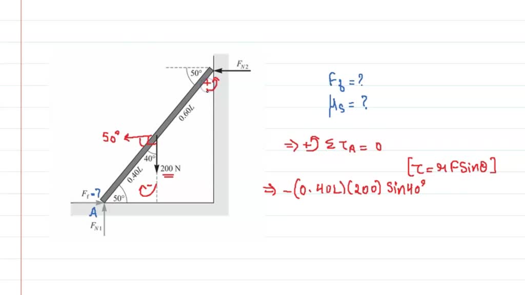 SOLVED:In the figure, a ladder of mass m is shown leaning against a ...