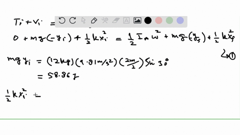 SOLVED: The 12 -kg slender rod is attached to a spring, which has an ...