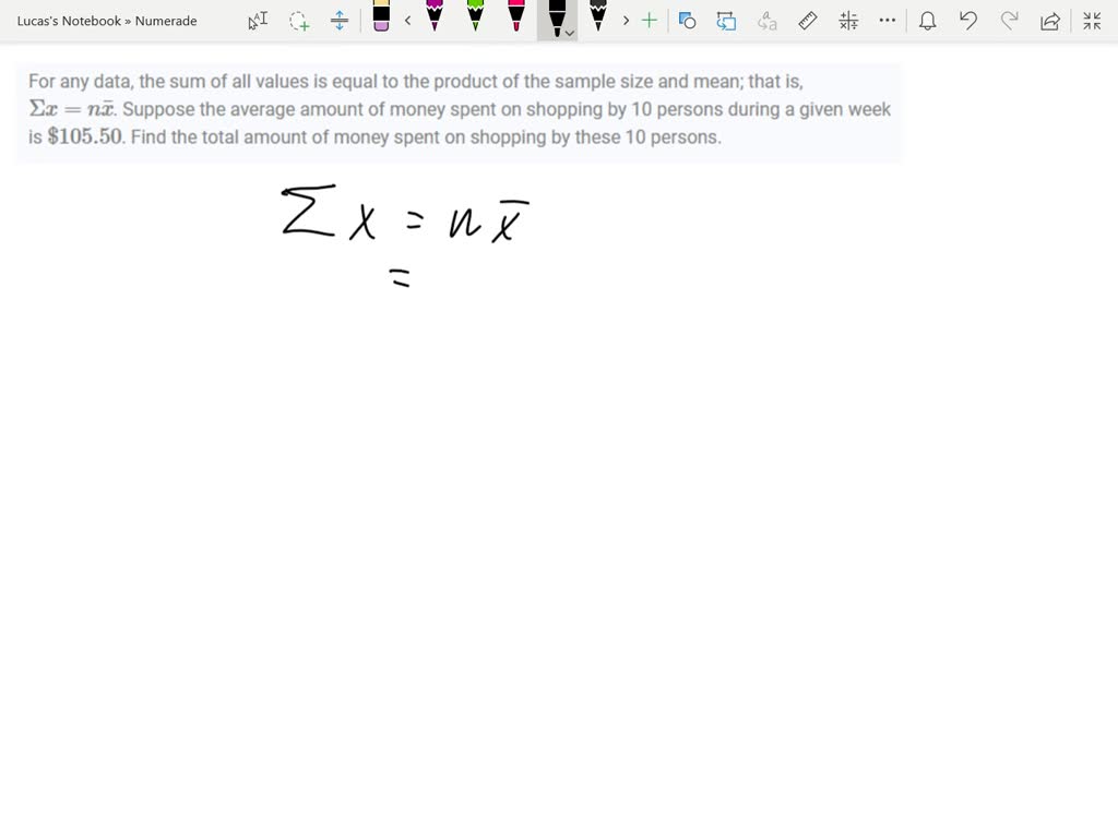 SOLVED:For any data, the sum of all values is equal to the product of ...