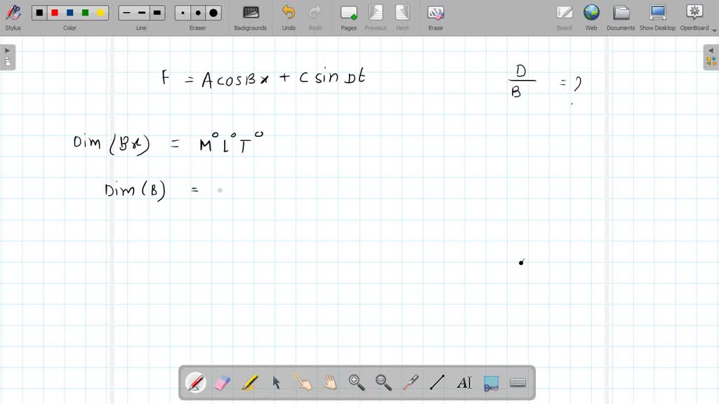 The force F is given in terms of time t and displacement x by the ...