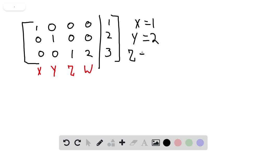 SOLVED:The reduced row echelon form of a system of linear equations is given. Write the system ...