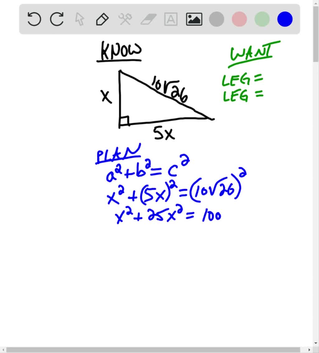 SOLVED:Solve each problem. If one leg of a right triangle is five times ...