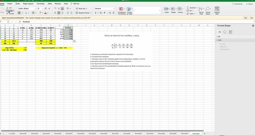 SOLVED: Given are data for two variables, x and y . xi 6 11 15 18 20 yi ...