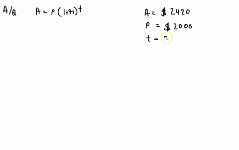 SOLVED:Use the compound interest formula A=P(1+r)^{t} to find the ...