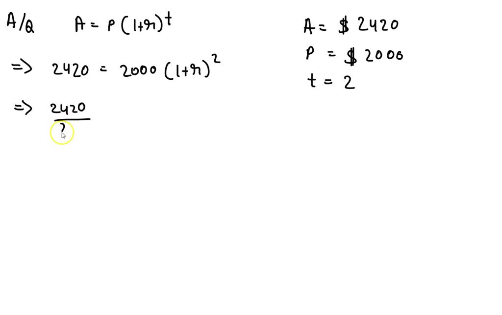 SOLVED:Use the compound interest formula A=P(1+r)^t to find the annual ...