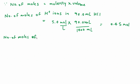 ⏩SOLVED:A solution is prepared by mixing 90.0 mL of 5.00 M HCl and ...