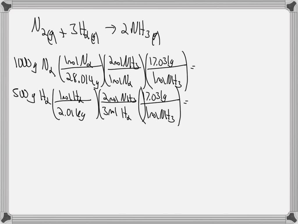 SOLVED:Ammonia is produced from the reaction of nitrogen and hydrogen ...